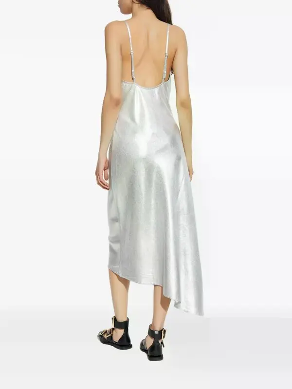 ALLSAINTS Alexia Metallic Ruched Slip Dress