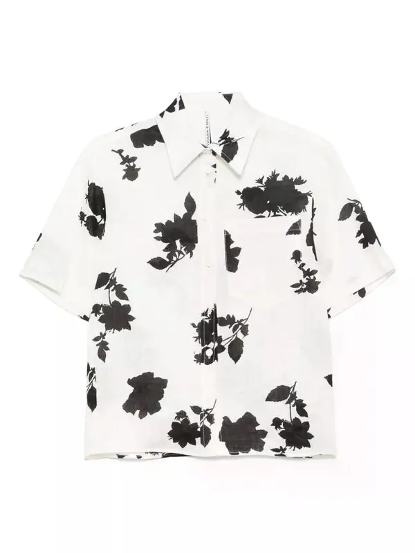 Liviana Conti Floral Print Linen Shirt - White