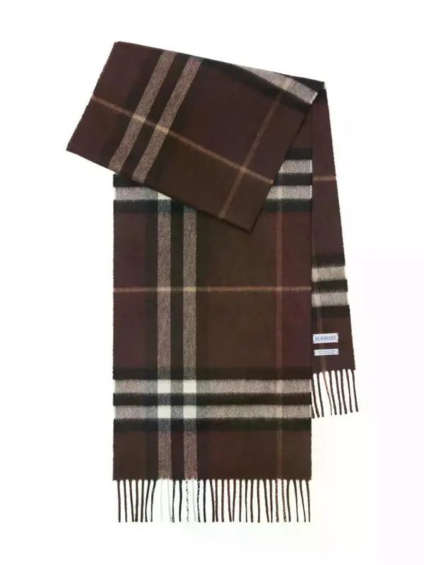 Burberry Checked Cashmere Scarf - Brown