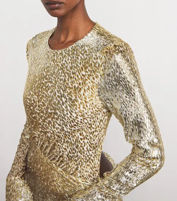 SELF-PORTRAIT Metallic Leopard Spot Maxi Dress