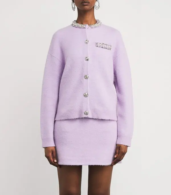 SELF-PORTRAIT Crystal-embellished Cardigan With Bow