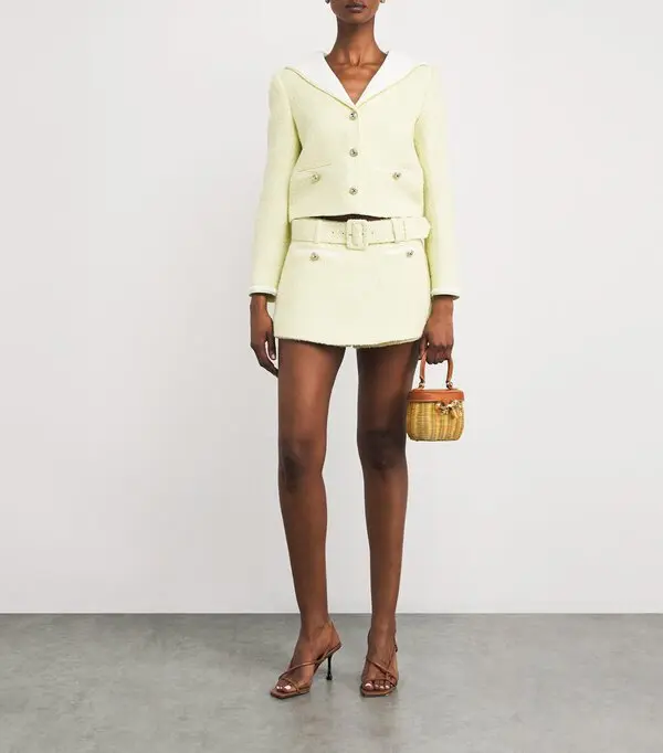SELF-PORTRAIT Bouclé Belted Skort