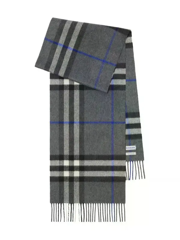 Burberry Checked Cashmere Scarf - Grey