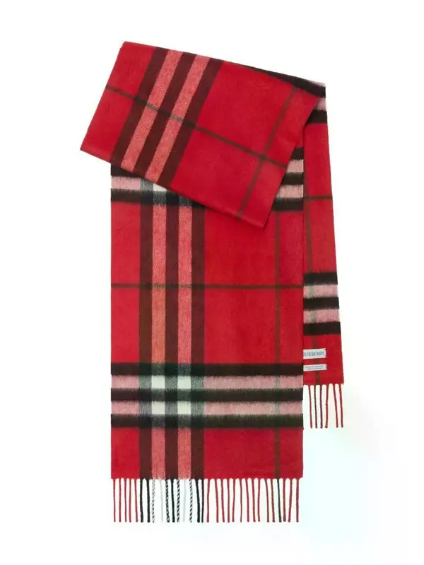 Burberry Checked Cashmere Scarf - Red