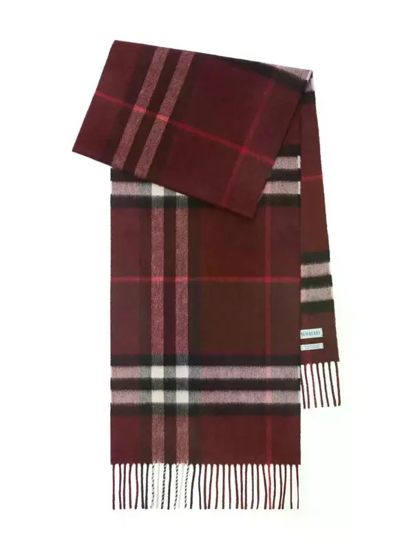 Burberry Checked Cashmere Scarf - Red