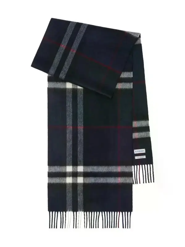 Burberry Checked Cashmere Scarf - Blue