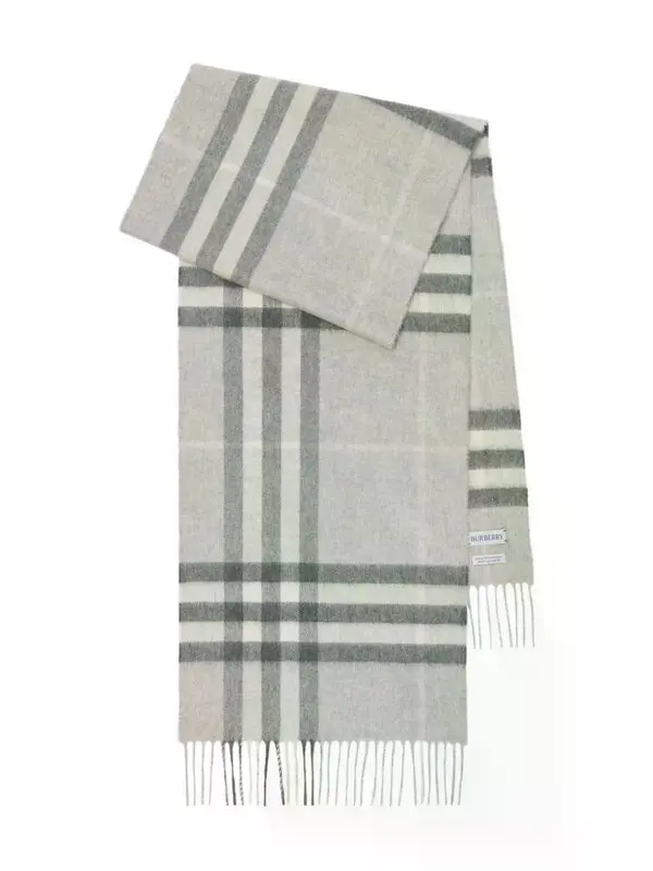 Burberry Checked Cashmere Scarf - Grey