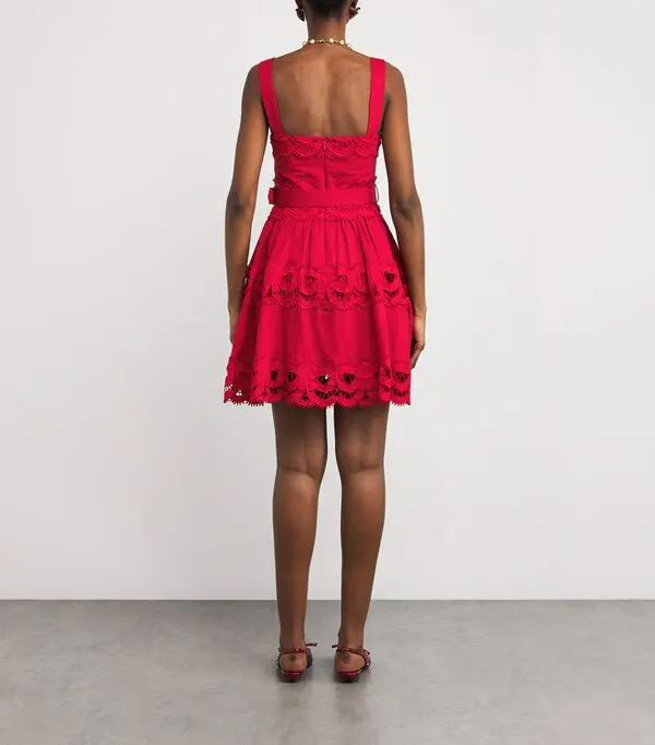 SELF-PORTRAIT Lace-insert Belted Mini Dress