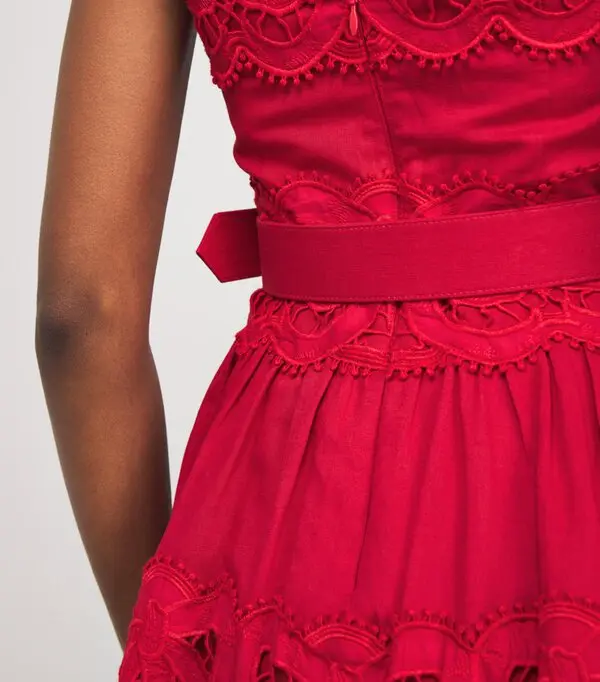 SELF-PORTRAIT Lace-insert Belted Mini Dress