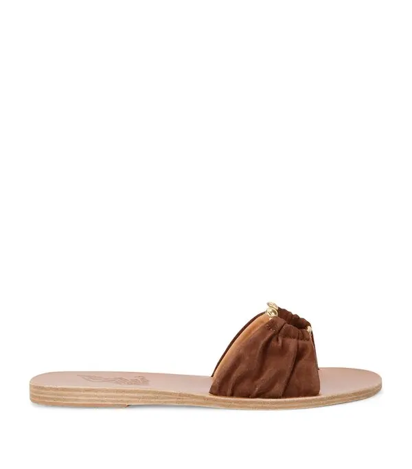 ANCIENT GREEK SANDALS Suede Nektaria Slides - Brown