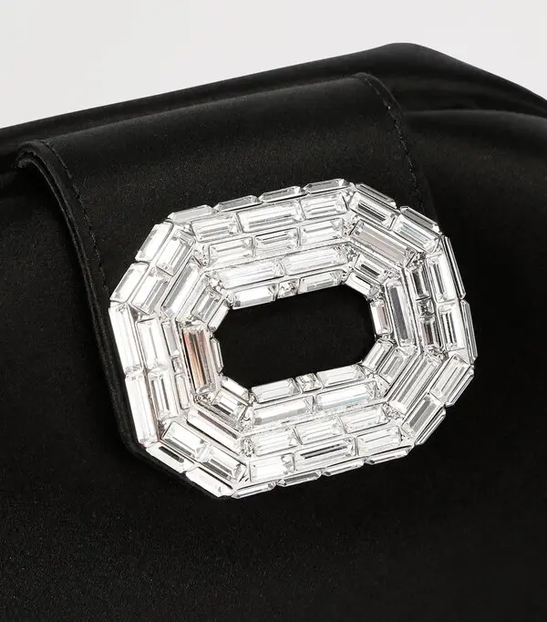 Amina Muaddi Satin Camelia Clutch Bag - Black
