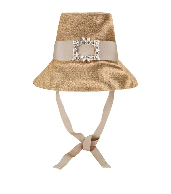 ROGER VIVIER Raffia Bucket Hat - Beige