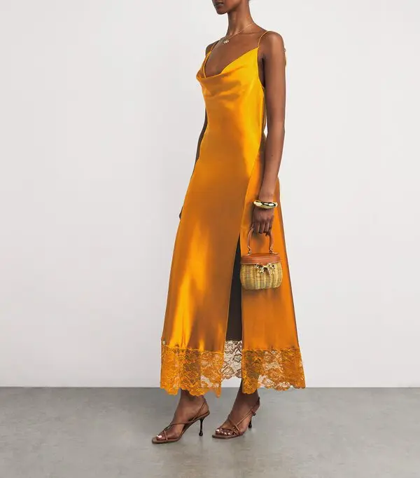 chinese dress ladies Ivonne Lace Trim V-Neck Maxi Dress Yellow main image 0