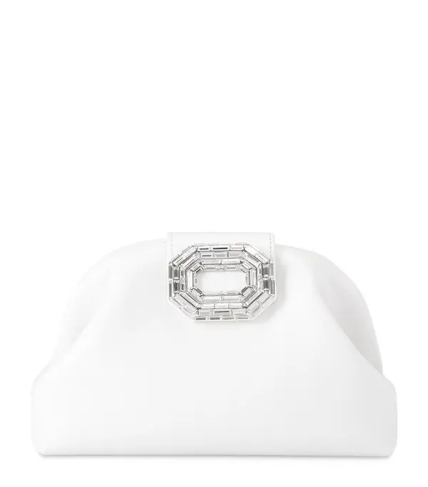 Amina Muaddi Leather Camelia Clutch
