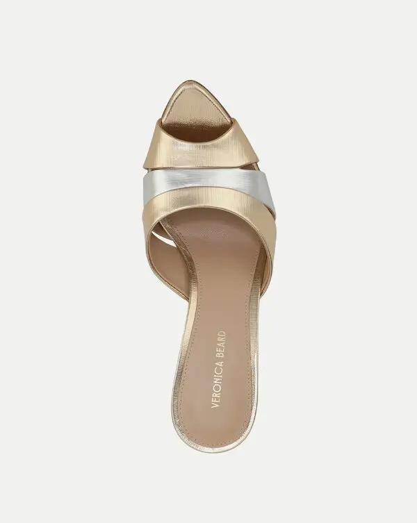 Veronica Beard Cassiel Metallic Slide Sandal
