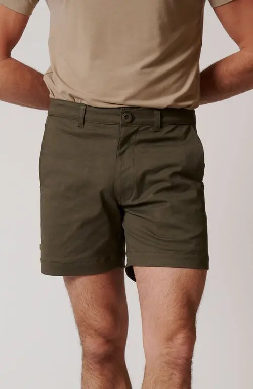 LEISURE LAB Stretch Cotton Chino Shorts - Martini Olive