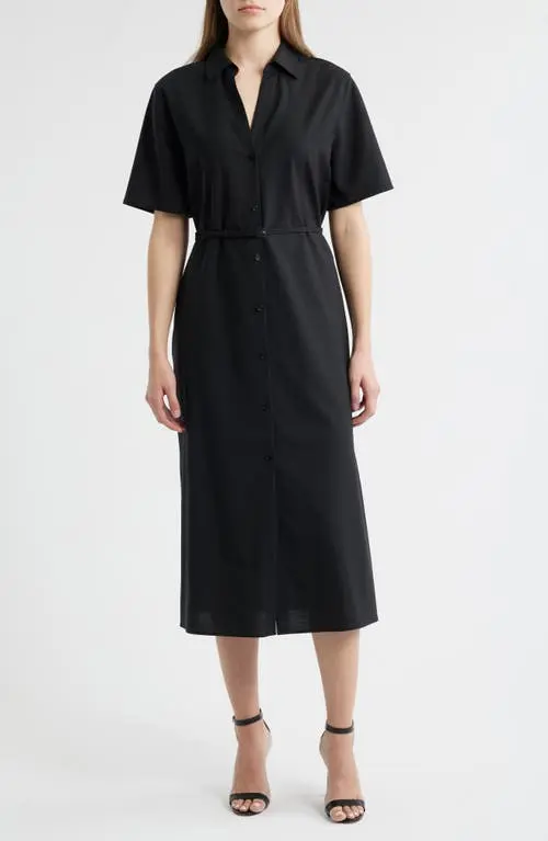 BOSS Dulera Belted Virgin Wool Shirtdress