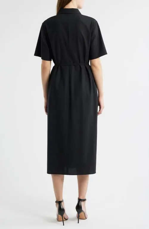BOSS Dulera Belted Virgin Wool Shirtdress