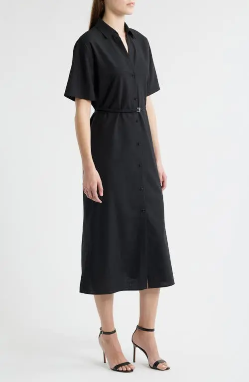 BOSS Dulera Belted Virgin Wool Shirtdress