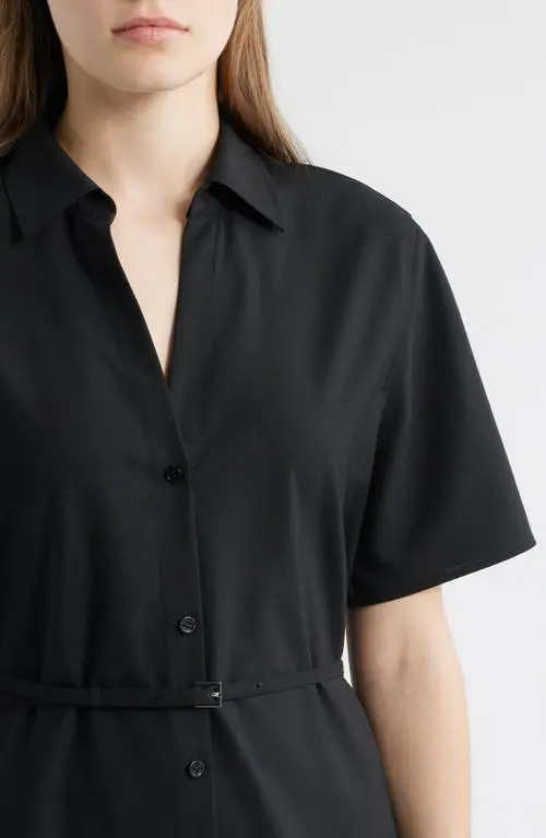 BOSS Dulera Belted Virgin Wool Shirtdress