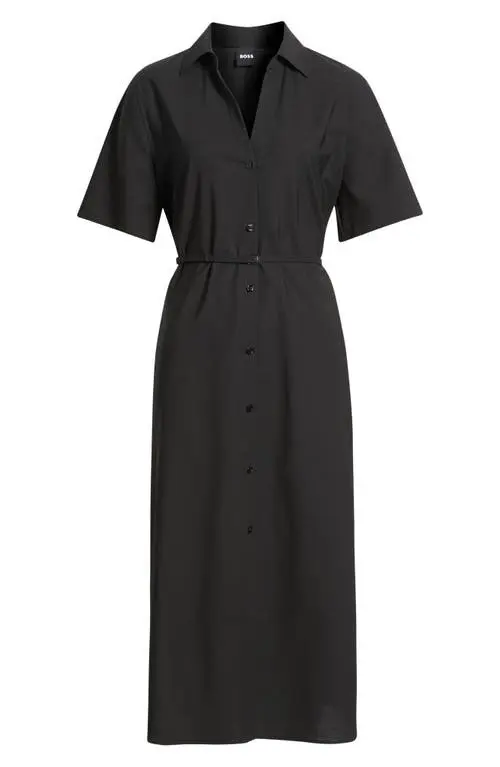 BOSS Dulera Belted Virgin Wool Shirtdress