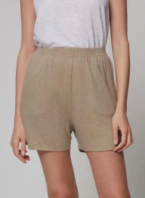 Majestic Filatures Linen Stretch Pull-on Shorts - Sable
