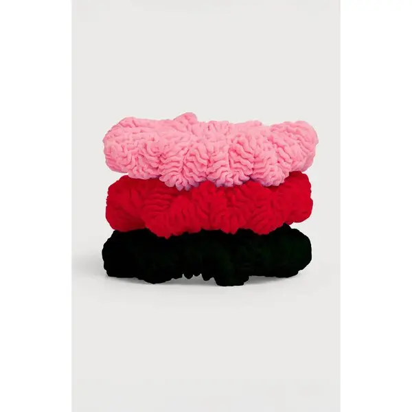 LIMEAPPLE Crinkle Hair Scrunchie 3-piece Set - Red Multi