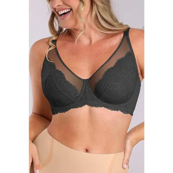 SHAPELLX Supportive Unlined Lace Underwired Bra - Classic Black