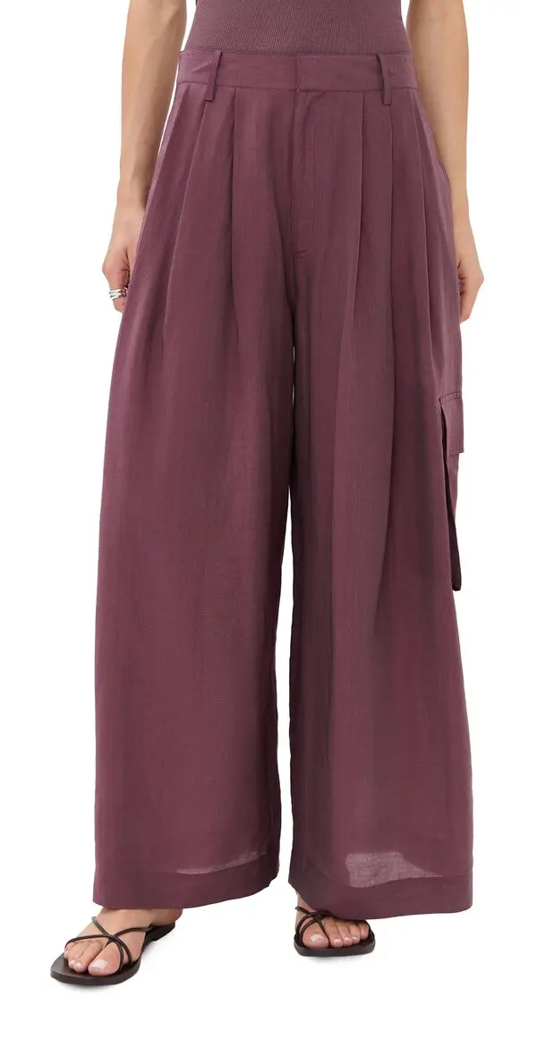 Tibi Silk Voile Cargo Pleat Pants