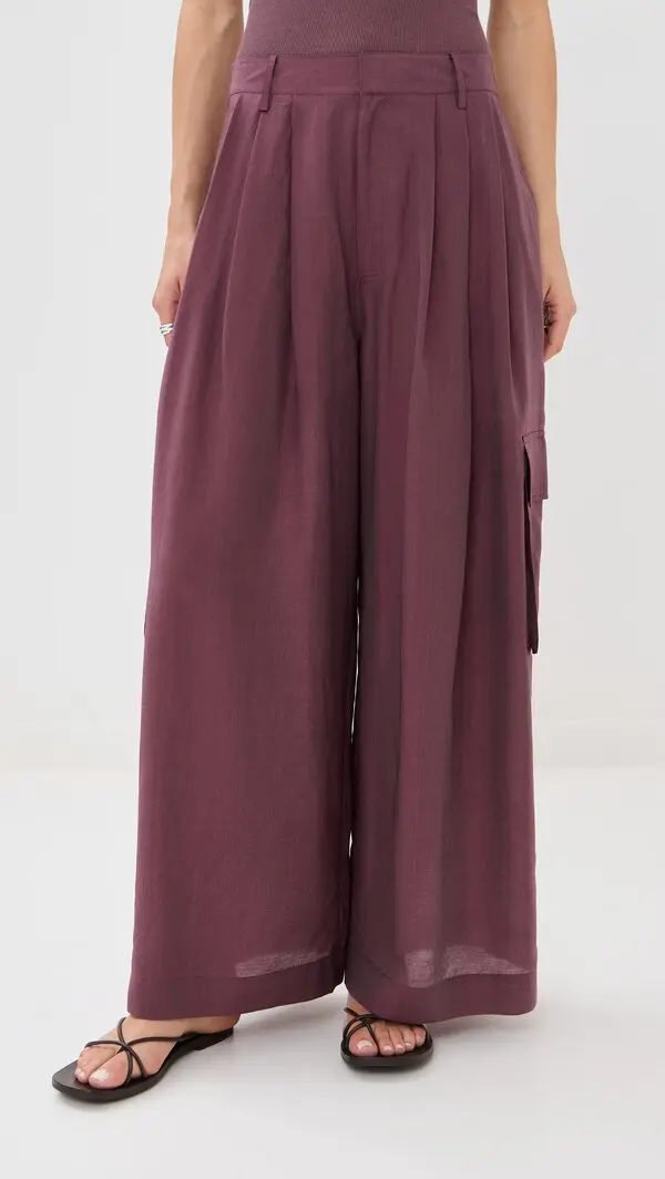 Tibi Silk Voile Cargo Pleat Pants