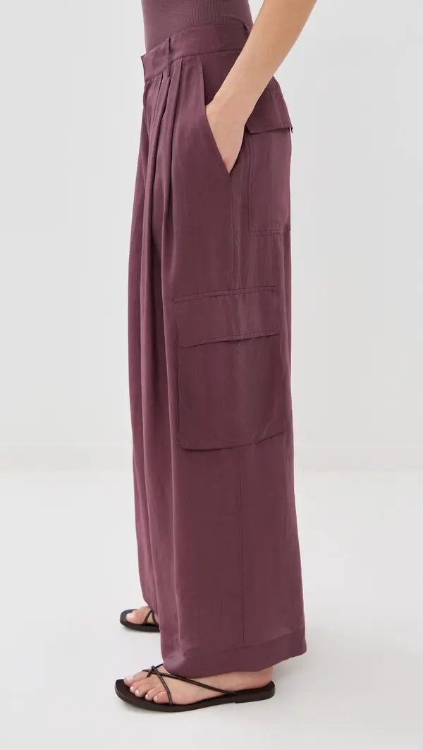 Tibi Silk Voile Cargo Pleat Pants
