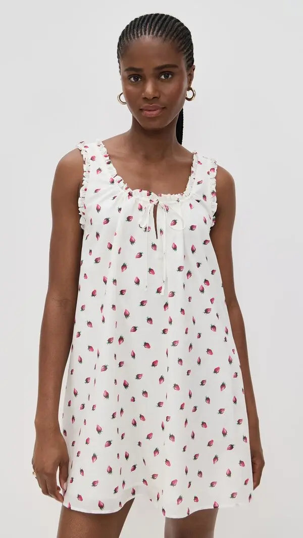 Wayf Juni Mini Dress In Ivory Strawberry - 30% Off | Editorialist