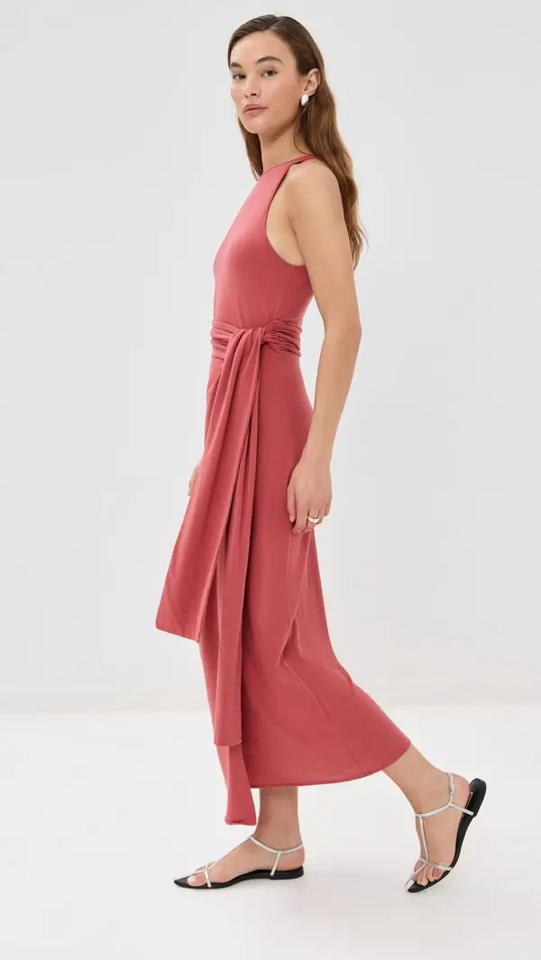 Another Tomorrow Sarong Tie Dress - Rhubarb