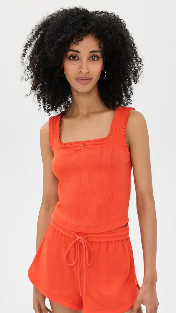 LE BOP Luna Pointelle Tank - Tomato