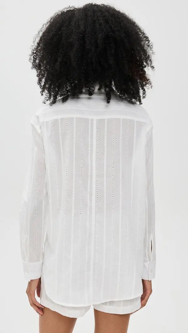LE BOP Cecilia Long Sleeve Button Down Shirt - White