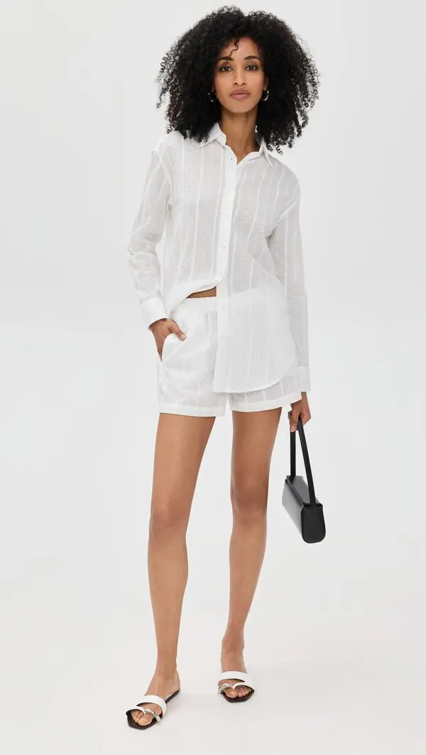 LE BOP Cecilia Long Sleeve Button Down Shirt - White