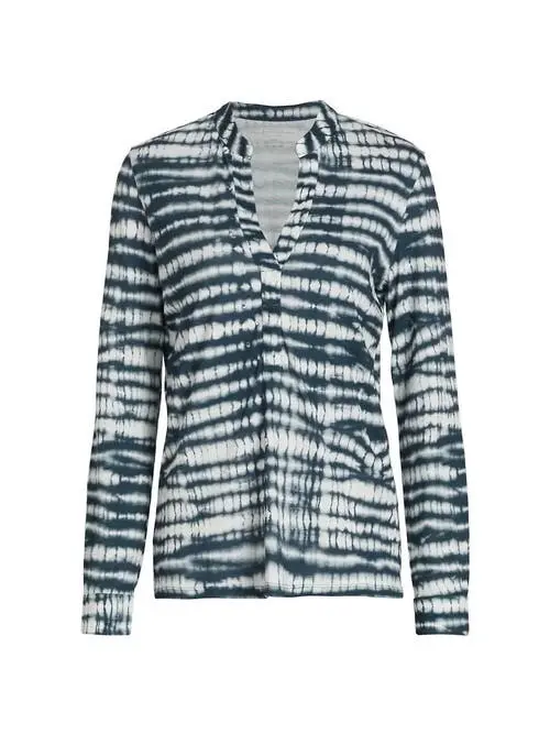 Majestic Filatures Deluxe Cotton Henley Shirt - Blue Paon