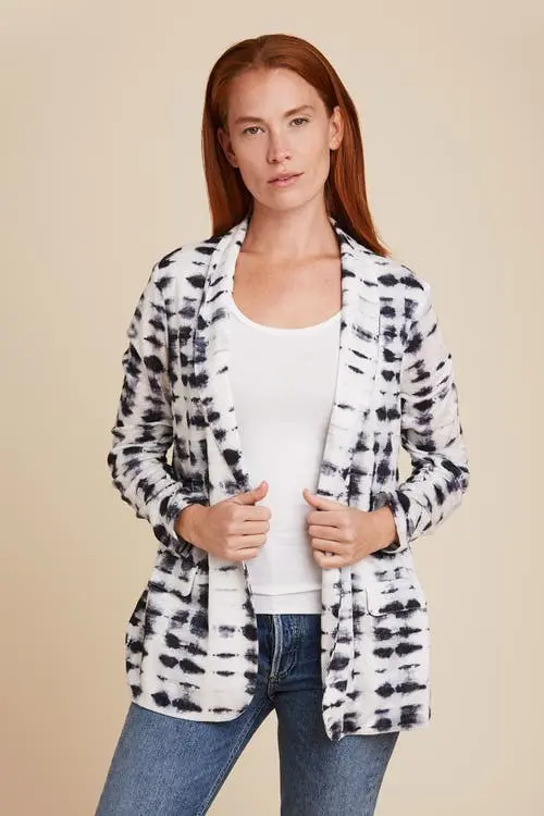 Majestic Filatures Linen Tie-dye Open Blazer - Noir