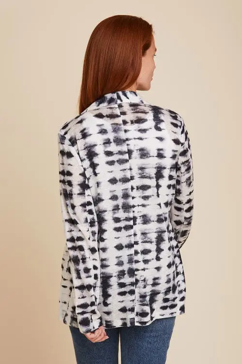 Majestic Filatures Linen Tie-dye Open Blazer - Noir