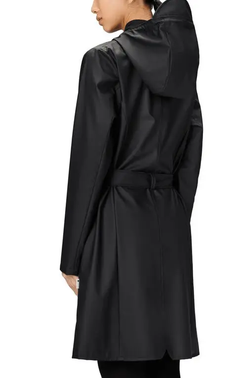Rains Curve Waterproof Belted Jacket - Black