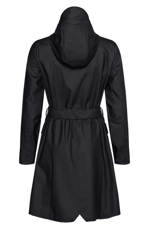 Rains Curve Waterproof Belted Jacket - Black