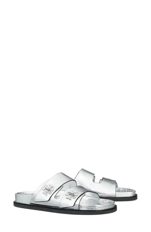 Tory Burch T Lock Sport Slide Sandal - Silver