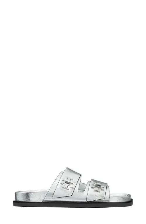 Tory Burch T Lock Sport Slide Sandal - Silver