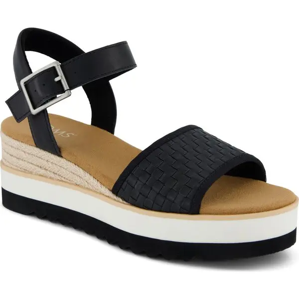 Toms Diana Platform Wedge Sandal - Black Canvas