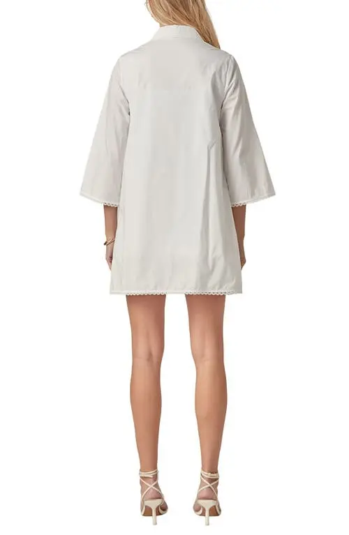 English Factory Lace Trim Mini Shirtdress