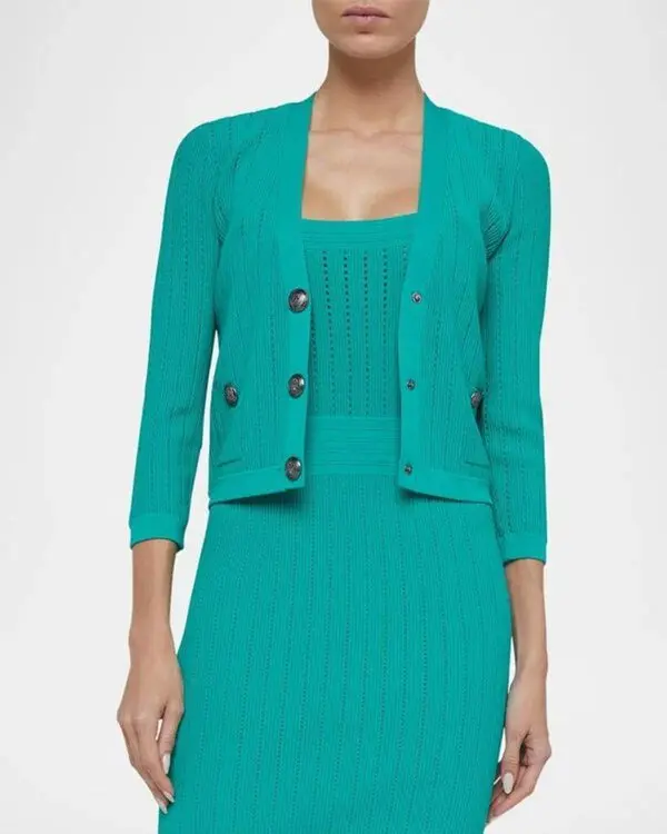 L & APOS;AGENCE Irvin Pointelle Cropped Cardigan