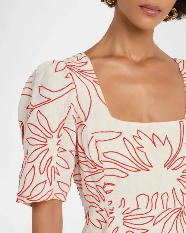 MARIE OLIVER Temma Embroidered Linen Mini Dress