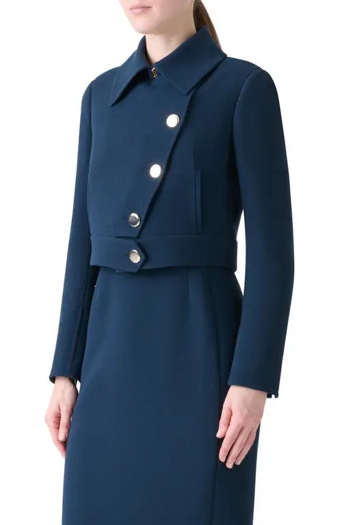 Akris Dana Double Face Wool Crepe Crop Jacket