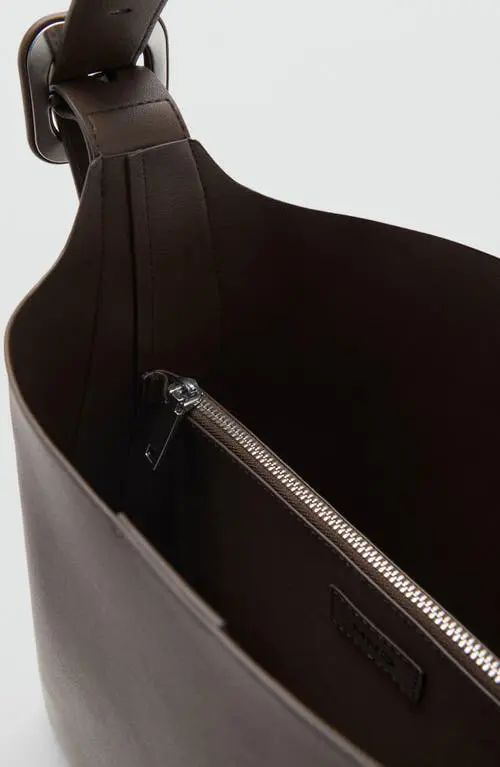 Mango Buckle Faux Leather Shopper Bag