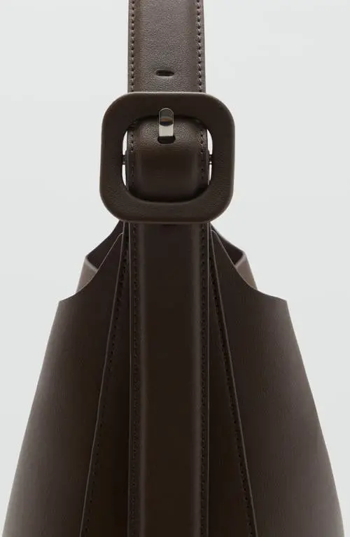 Mango Buckle Faux Leather Shopper Bag